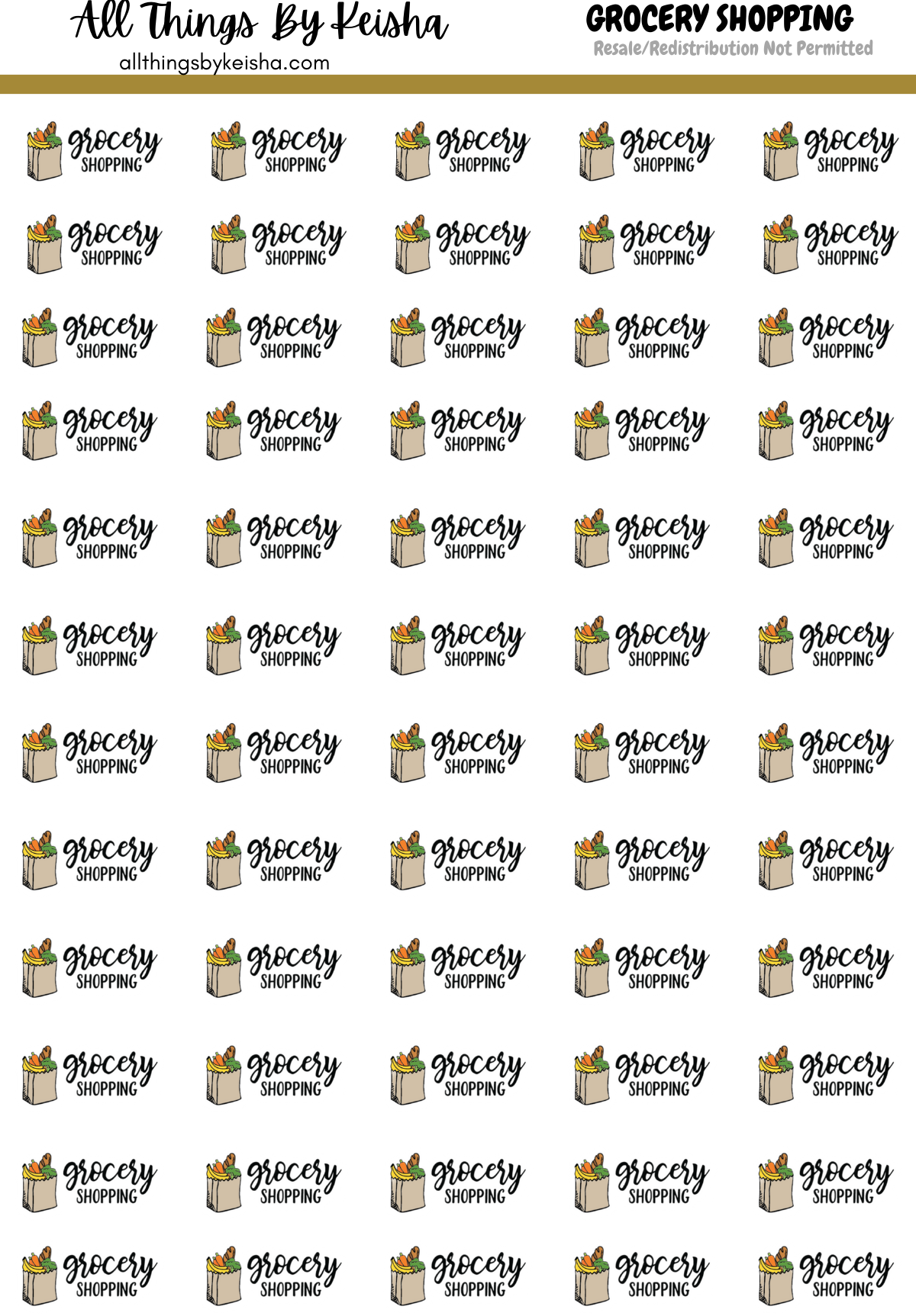GROCERY SHOPPING SCRIPT STICKERS – ALL THINGS BY KESHA: Planner ...