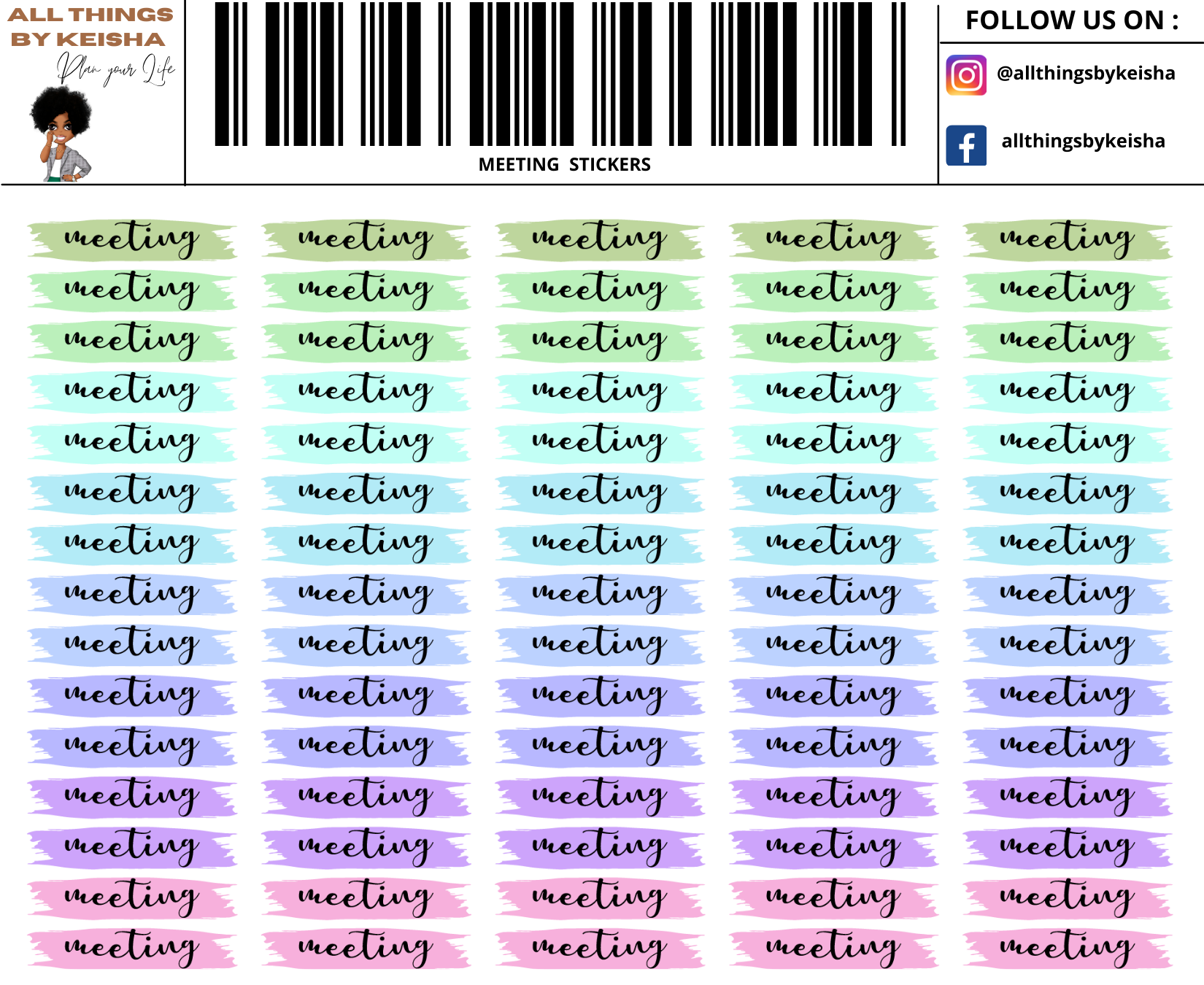 MEETING SCRIPT STICKERS – ALL THINGS BY KESHA: Planner Stickers,LLC